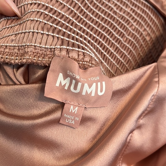 Show Me Your MuMu | Dresses | Show Me Your Mumu Rose Gold Satin Midi Dress | Poshmark